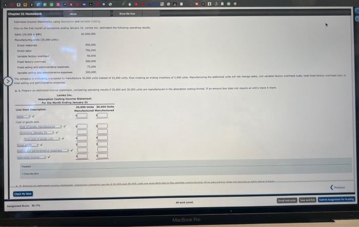 Solved Estimated Income Statements, using Absorption and | Chegg.com