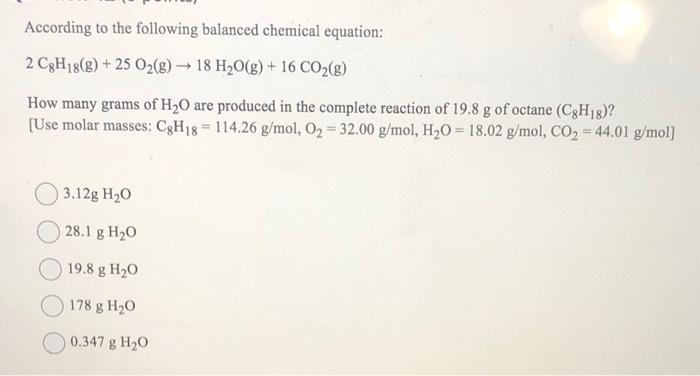 Solved According to the following balanced chemical | Chegg.com