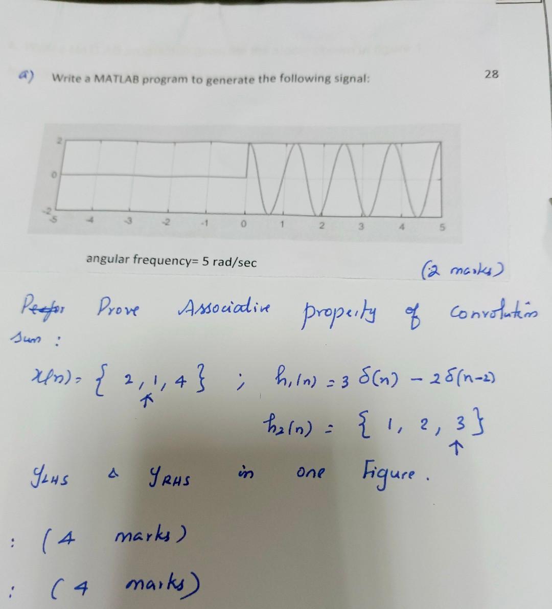Solved a) Write a MATLAB program to generate the following | Chegg.com