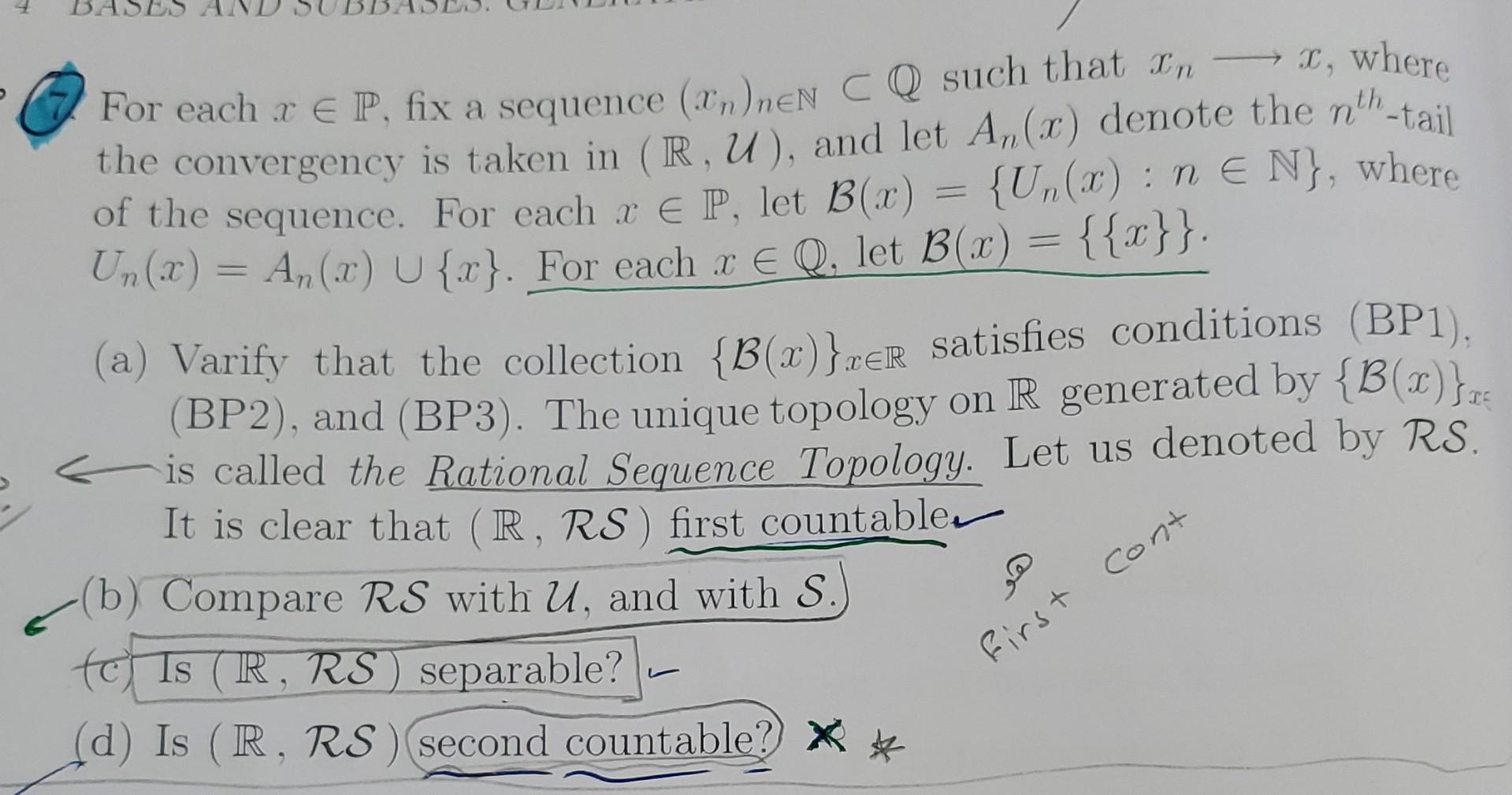 7. For each x∈P, fix a sequence (xn)n∈N⊂Q such that | Chegg.com