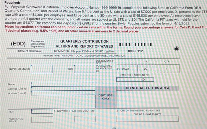 For Veryclear Glassware (California Employer Account | Chegg.com