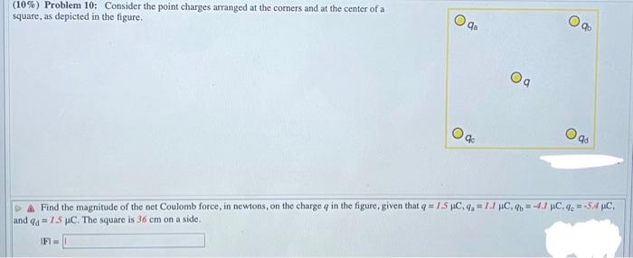 Solved (10%) Problem 10: Consider the point charges arranged | Chegg.com Solved (10%) Problem 10: Consider the point charges arranged | Chegg.com