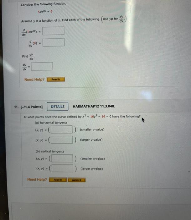 Solved Consider The Following Function Xy² Y³ 2 Assume Y