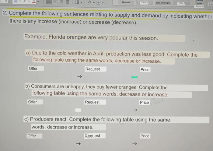 Solved Complete the following sentences relating to supply | Chegg.com