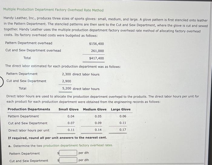 Solved Multiple Production Department Factory Overhead Rate | Chegg.com