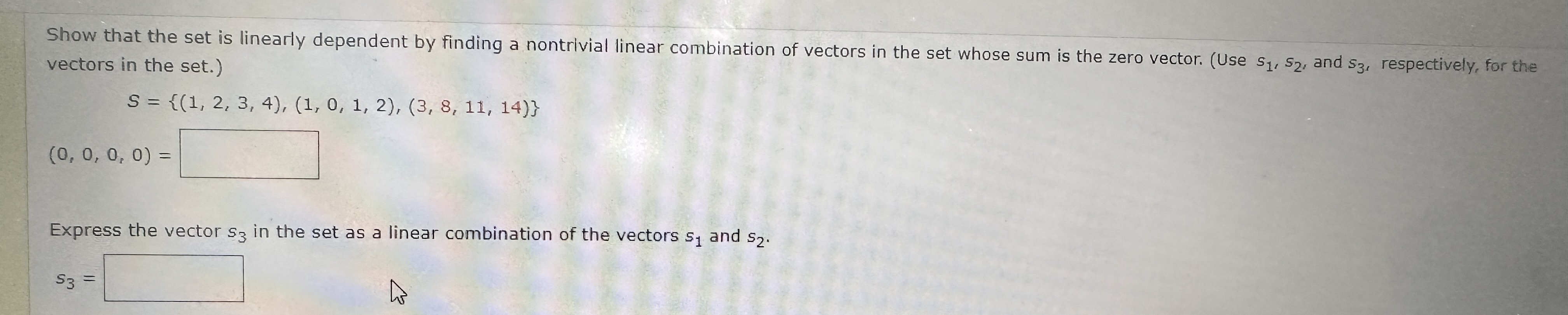 Solved Show that the set is linearly dependent by finding a | Chegg.com