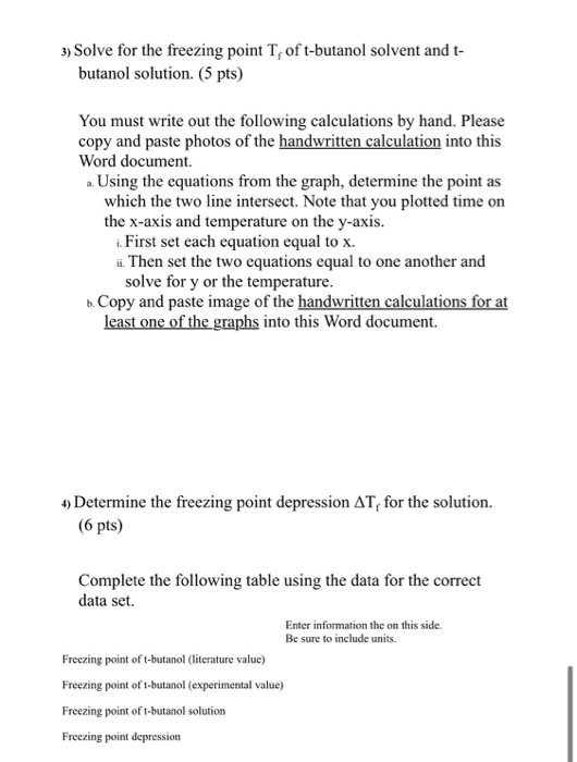 This is a freezing point depression lab report. | Chegg.com