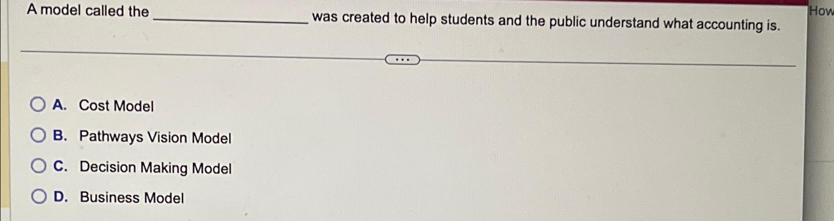 Solved A model called the was created to help students and | Chegg.com