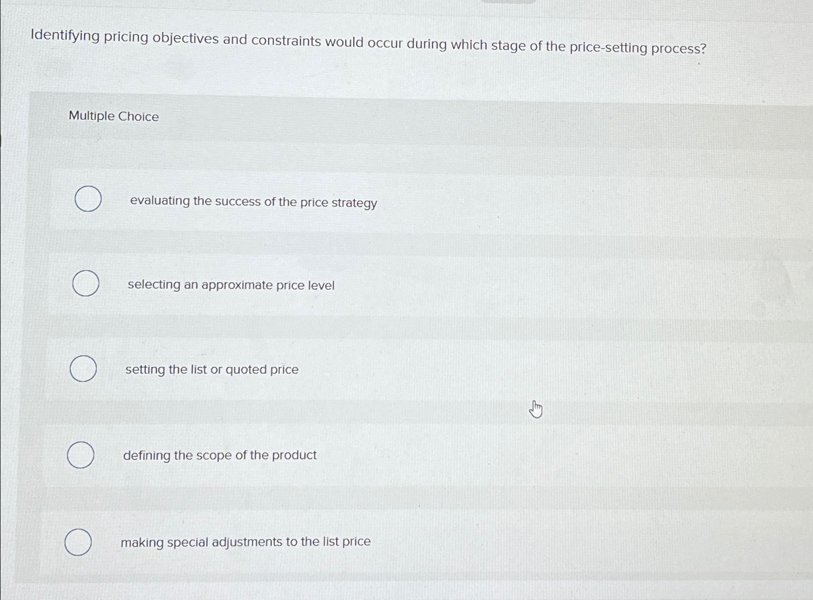 Solved Identifying pricing objectives and constraints would | Chegg.com