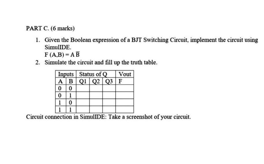 PART C. (6 marks) 1. Given the Boolean expression of | Chegg.com