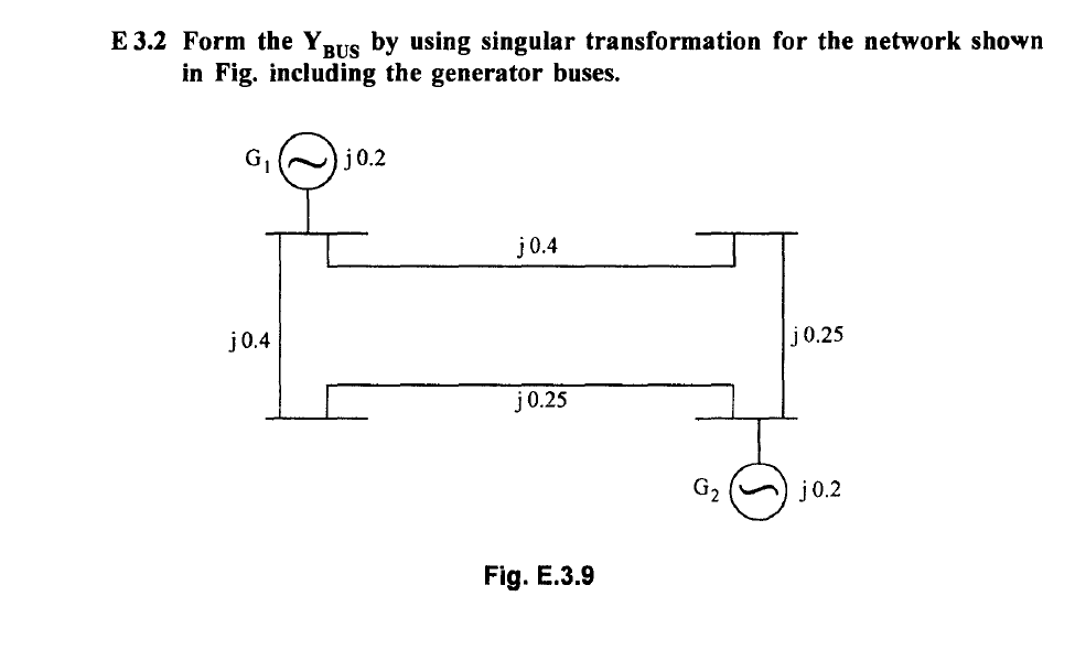 Solved E 3.2 ﻿Form the YBUS ﻿by using singular | Chegg.com