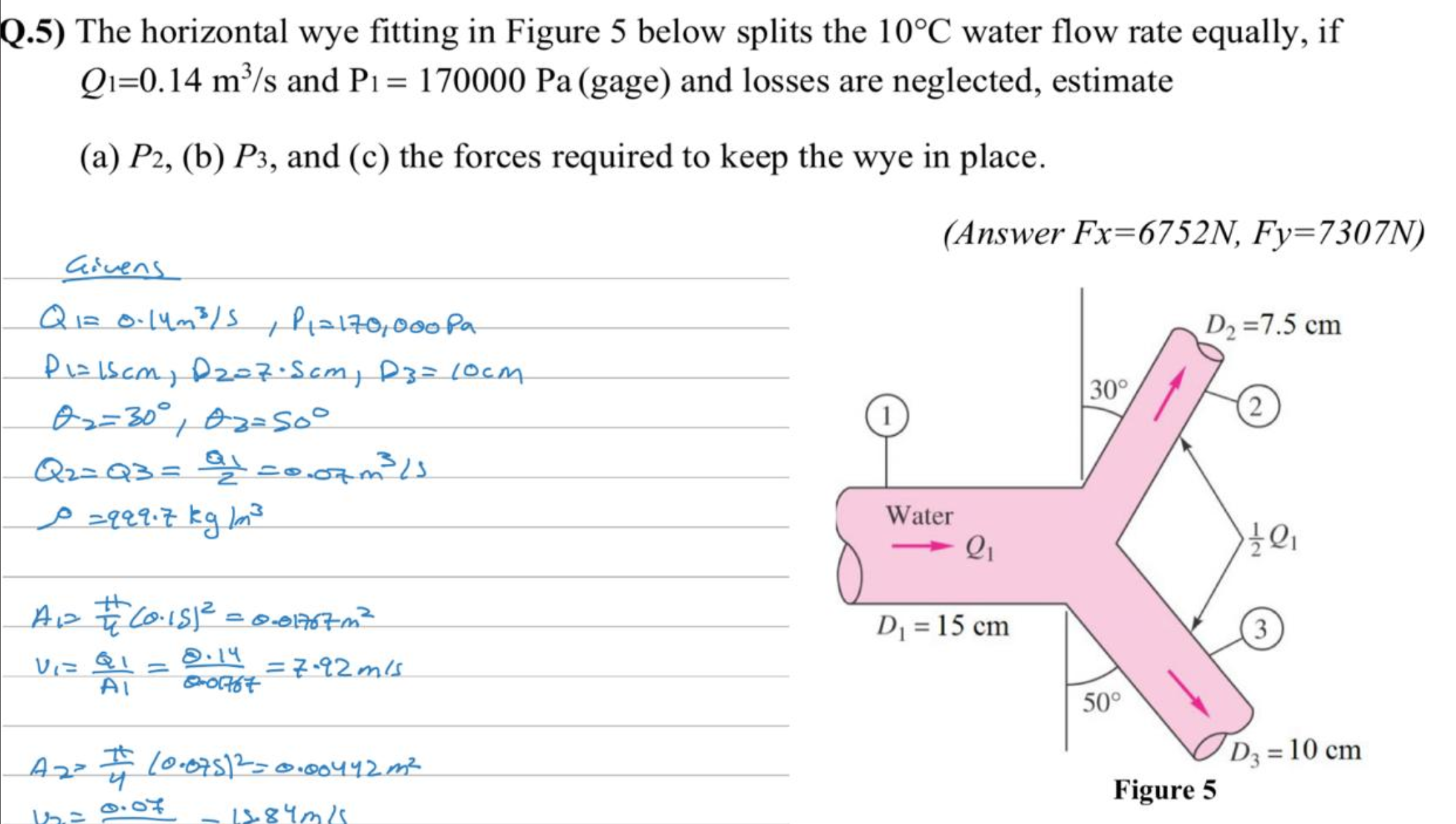 Solved Q.510°C ﻿water flow rate equally, ifQ1=0.14m3s ﻿and | Chegg.com