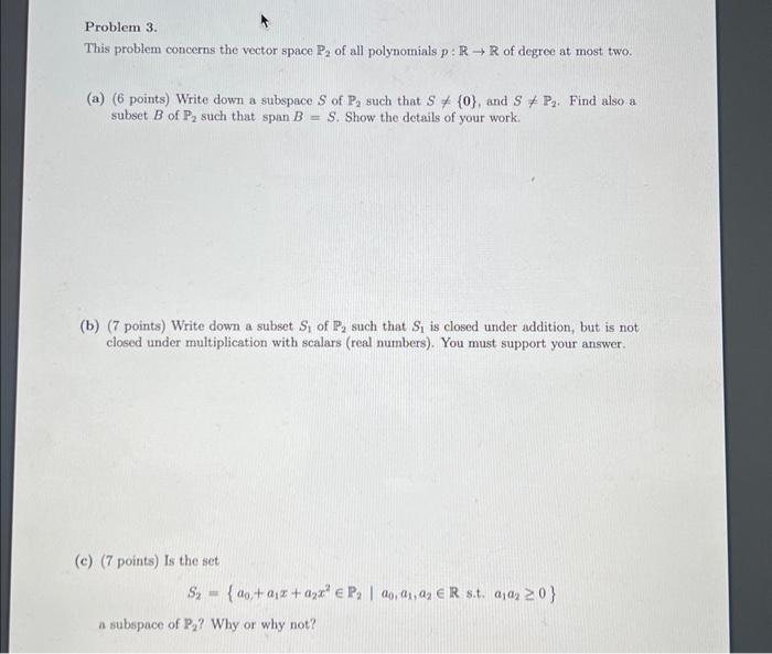 Solved This problem concerns the vector space R2 of all | Chegg.com