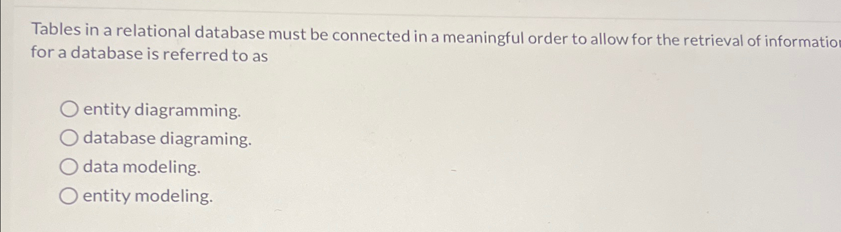 Solved Tables in a relational database must be connected in | Chegg.com
