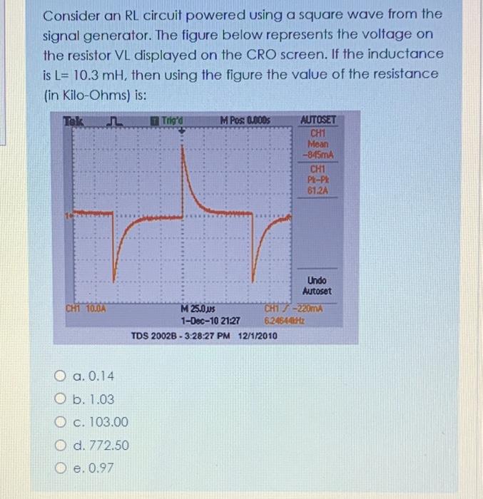 Solved Consider an RL circuit powered using a square wave | Chegg.com
