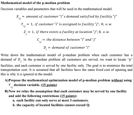 Solved Mathematical Model Of The P Median Problemdecision