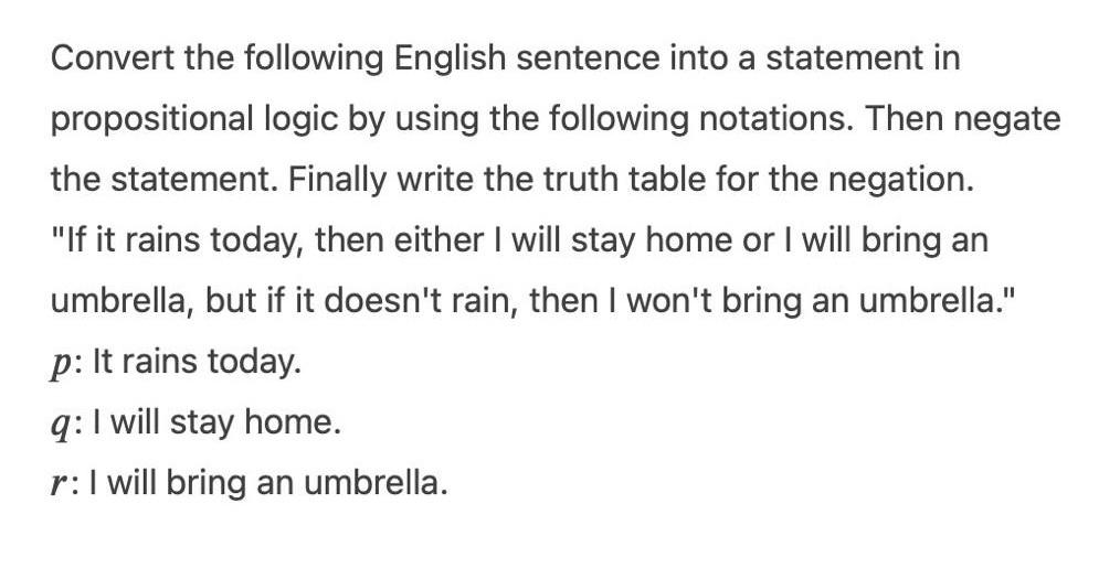 Solved Convert the following English sentence into a | Chegg.com