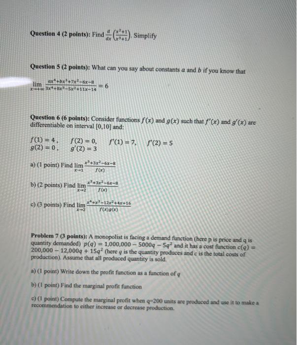 Solved Question 1 (1 point): Find dxd(x2) Question 2 ( 3 | Chegg.com