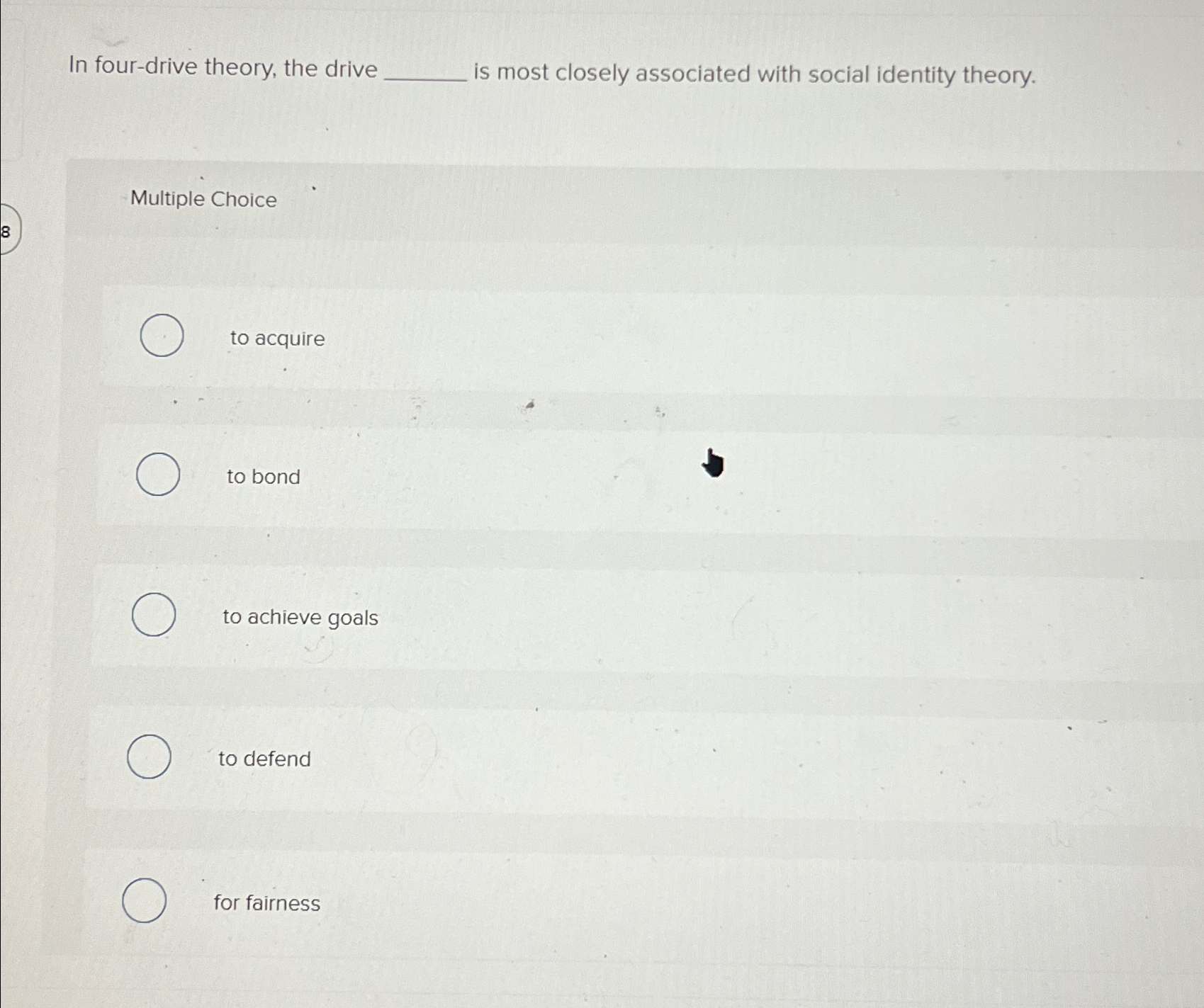 Solved In four-drive theory, the drive is most closely | Chegg.com