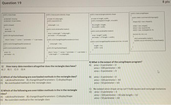 Solved Question 19 | Chegg.com
