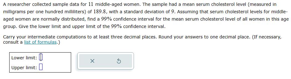 Solved A researcher collected sample data for 11 | Chegg.com