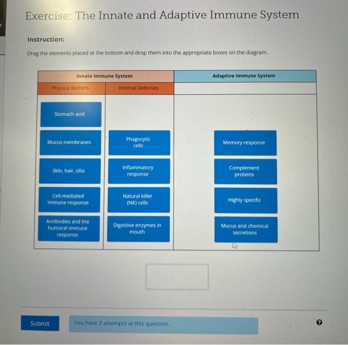 Solved Exercise: The Innate and Adaptive Immune System | Chegg.com