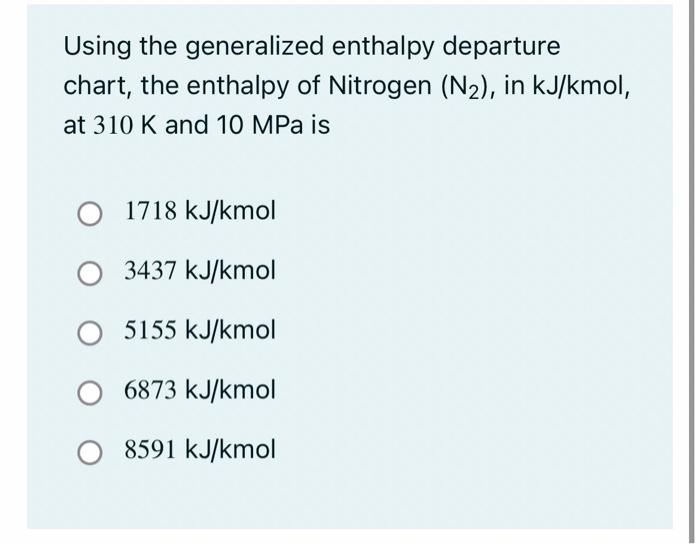 Solved Using the generalized enthalpy departure chart, the | Chegg.com