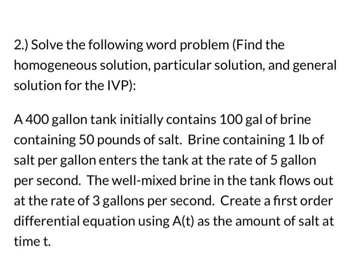 Solved 2.) Solve the following word problem (Find the | Chegg.com