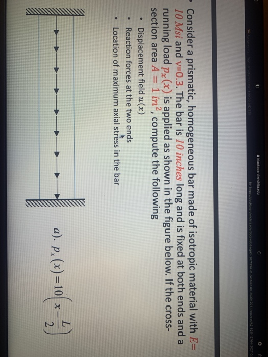 consider a prismatic, homogeneous bar made of | Chegg.com