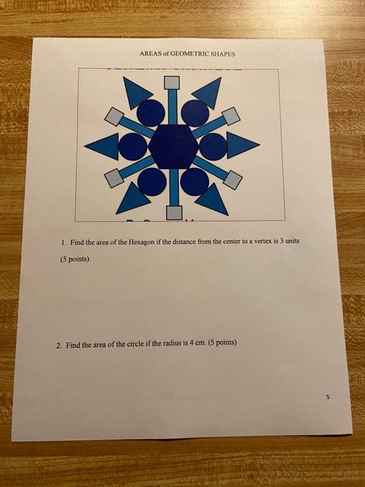 Solved AREAS of GEOMETRIC SHAPES 1. Find the area of the | Chegg.com