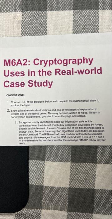 Solved M6A2: Cryptography Uses in the Real-world Case study | Chegg.com