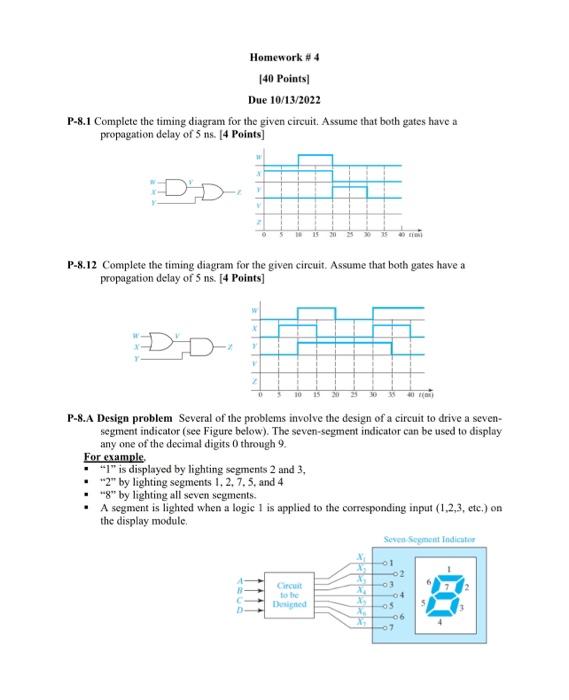 Solved P-8.1 Complete the timing diagram for the given | Chegg.com