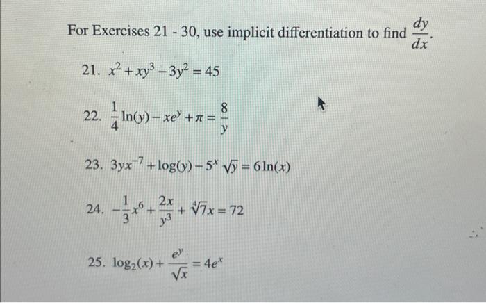 Solved For Exercises 21−30, use implicit differentiation to | Chegg.com