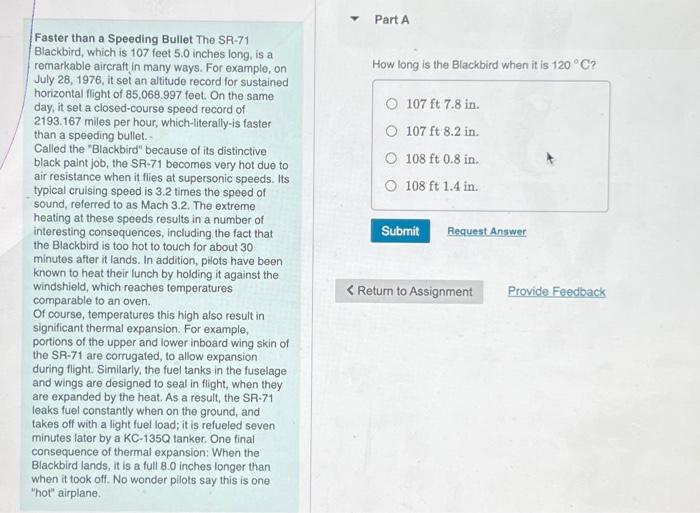 Faster than a Speeding Bullet The SR-71 Blackbird, | Chegg.com