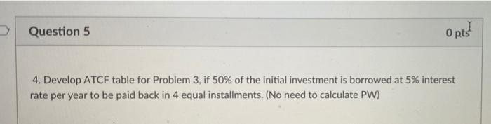 Solved Question 5 O pts 4. Develop ATCF table for Problem 3. | Chegg.com