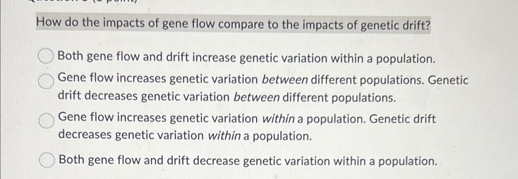 Solved How do the impacts of gene flow compare to the | Chegg.com