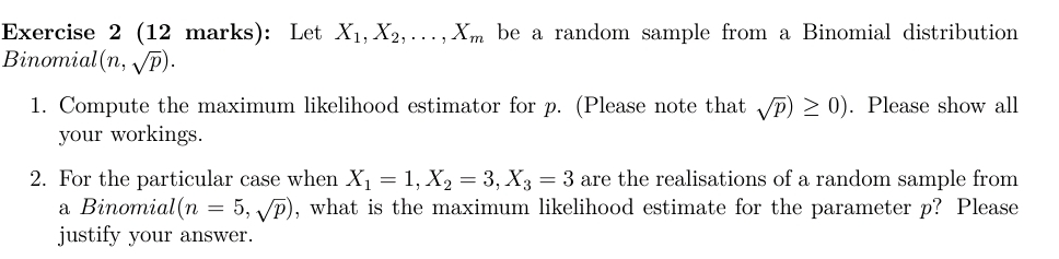 Solved Exercise 2 (12 ﻿marks): Let x1,x2,dots,xm ﻿be a | Chegg.com