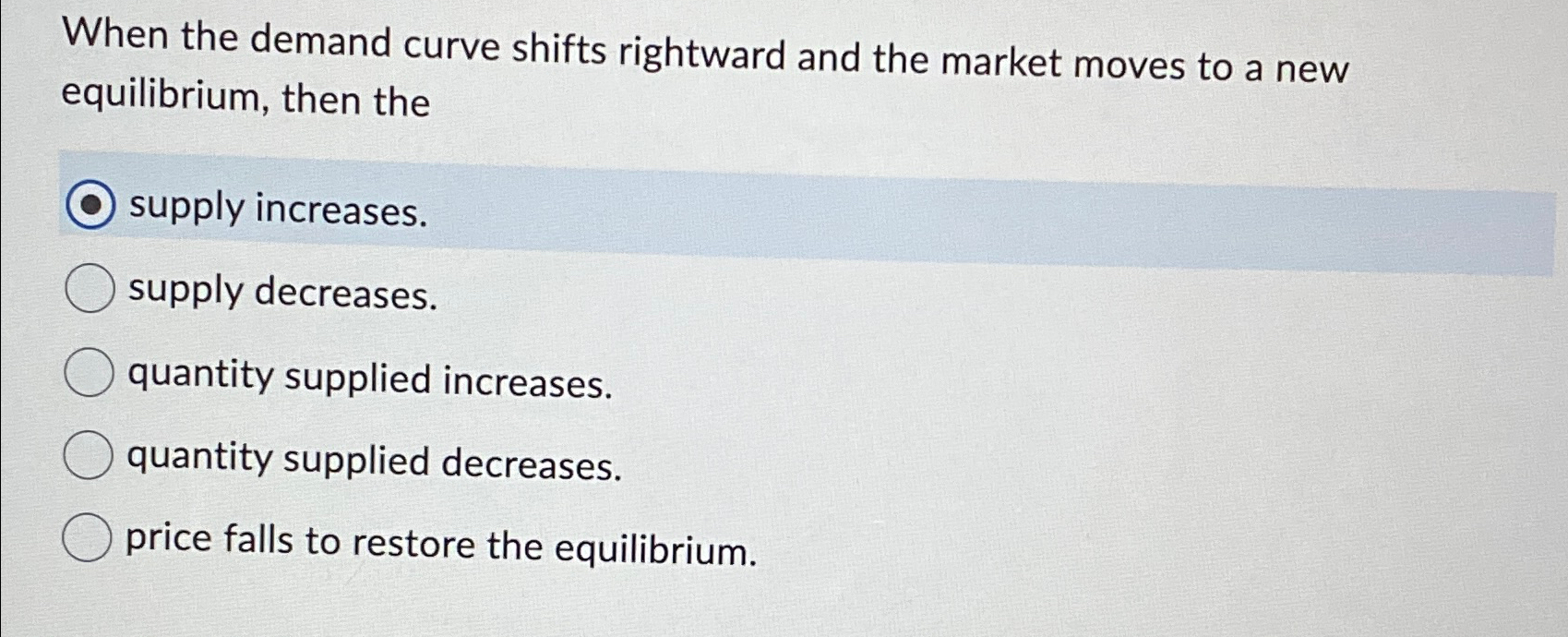 Solved When the demand curve shifts rightward and the market | Chegg.com