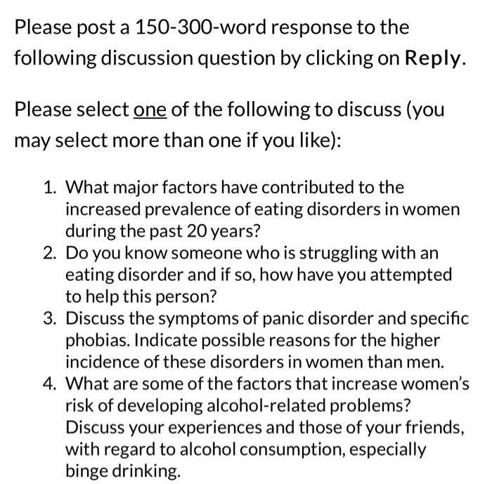 Solved Pease post a 150-300-word response to the ollowing | Chegg.com