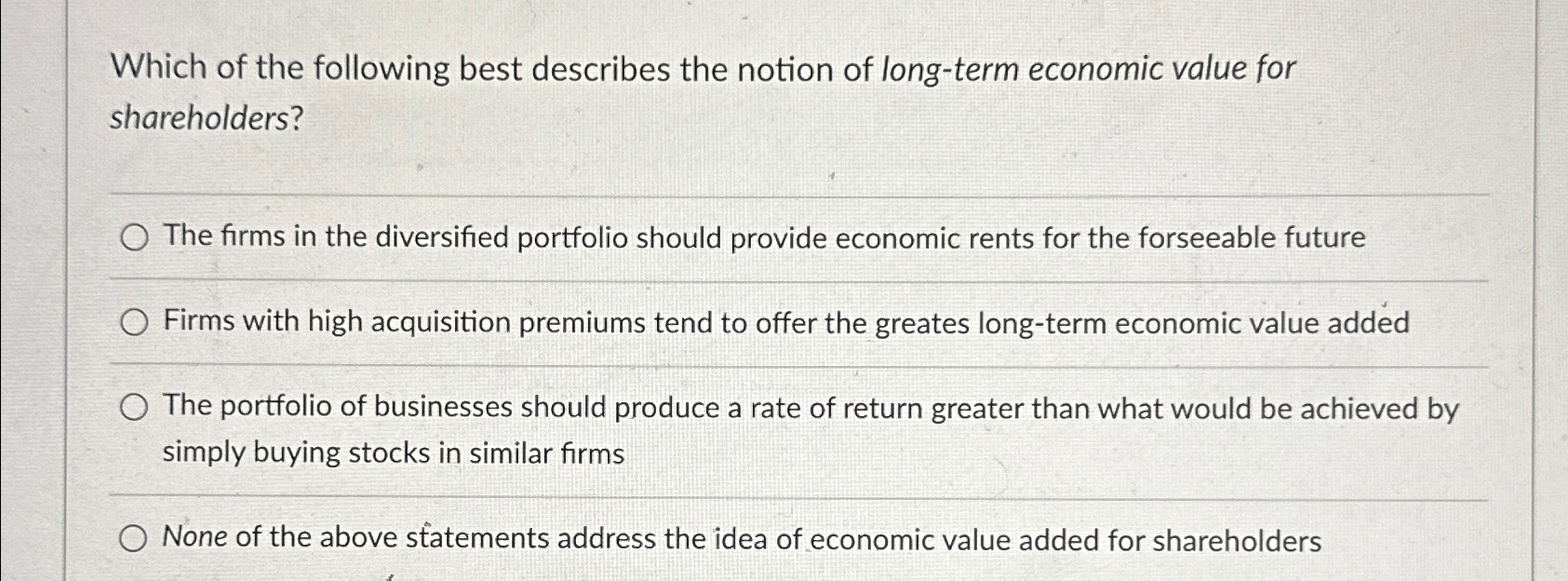Solved Which of the following best describes the notion of | Chegg.com