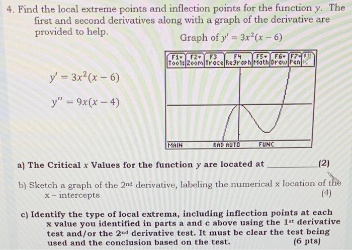 Solved 4. Find the local extreme points and inflection | Chegg.com