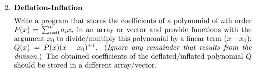 Solved Deflation-Inflation Write a program that stores the | Chegg.com
