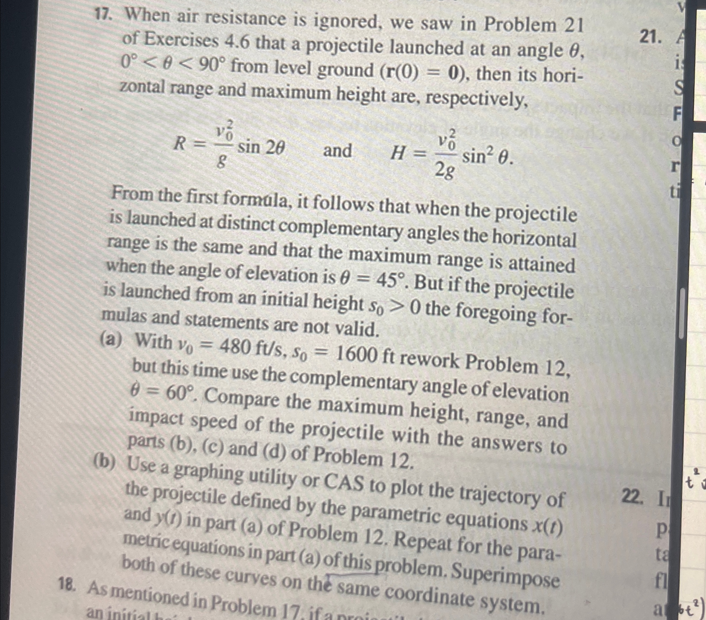 When air resistance is ignored, we saw in Problem 21 | Chegg.com