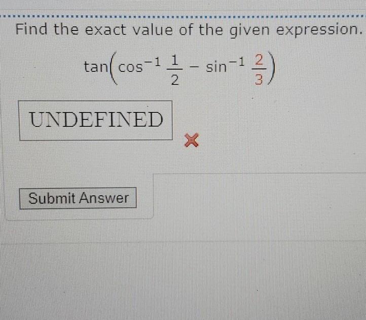 Solved Find the exact value of the given expression. | Chegg.com