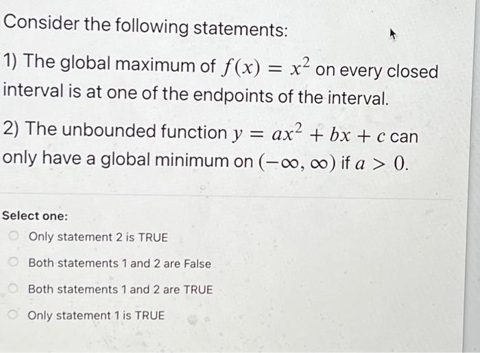 Solved Consider the following statements: 1) The global | Chegg.com