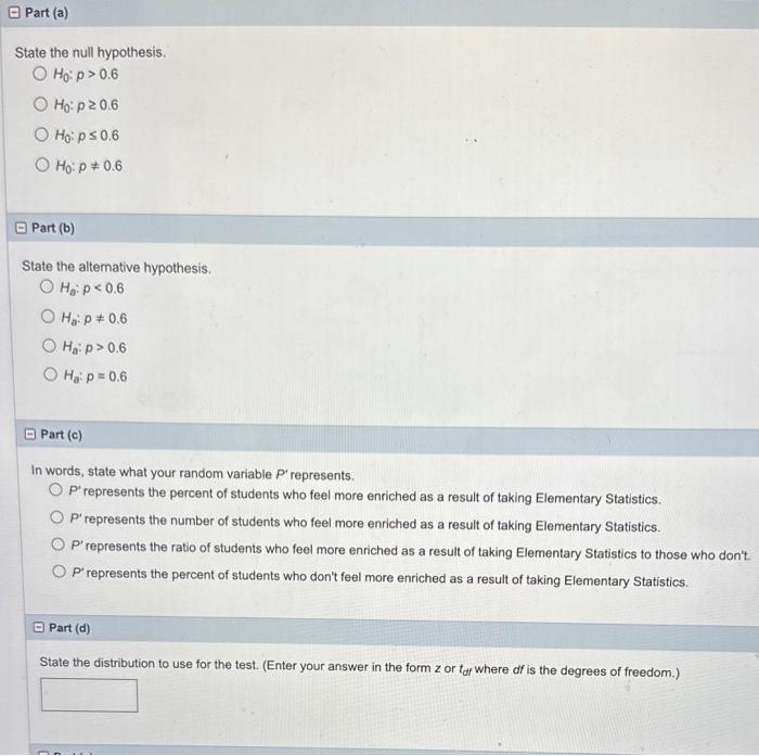 Solved Your Statistics Instructor Claims That 60 Percent Of