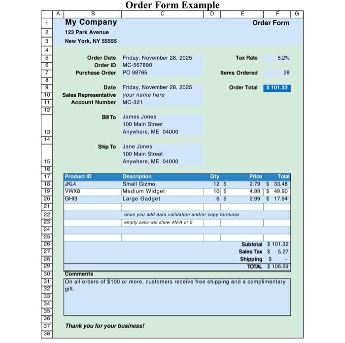 Solved Order Form/Invoice Assignment Businesses utilize a | Chegg.com