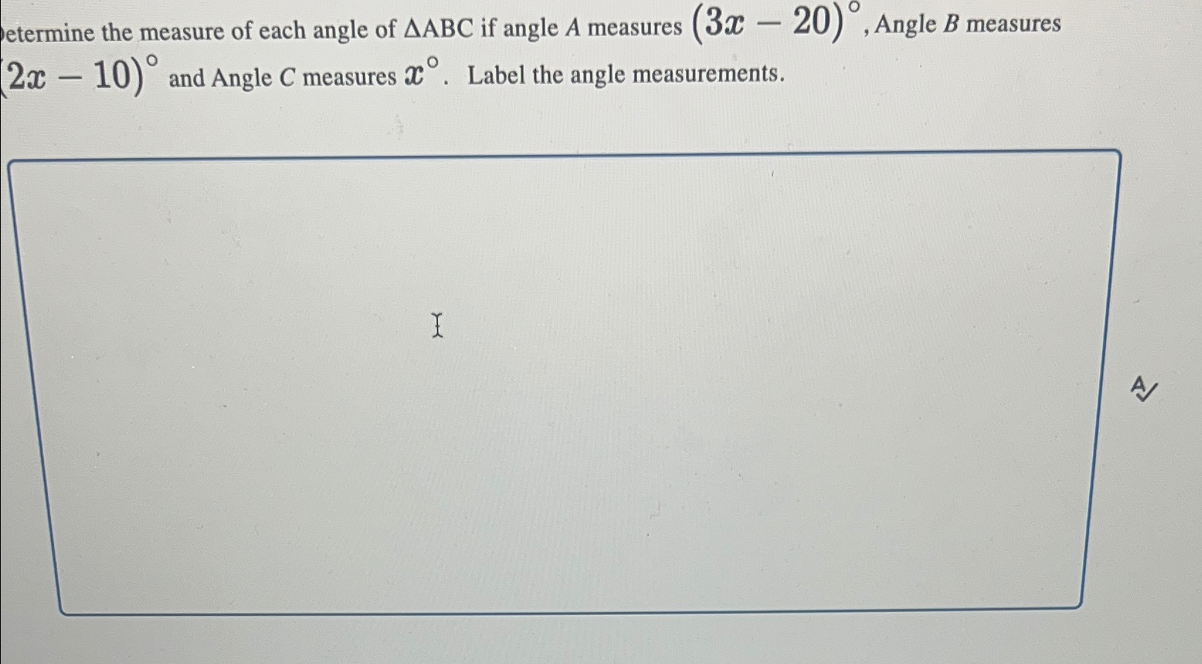 Solved Determine the measure of each angle of ????ABC ﻿if | Chegg.com