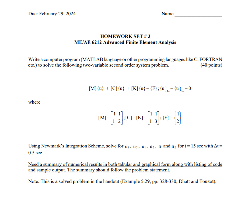 Solved HOMEWORK SET # 3ME/AE 6212 ﻿Advanced Finite Element | Chegg.com