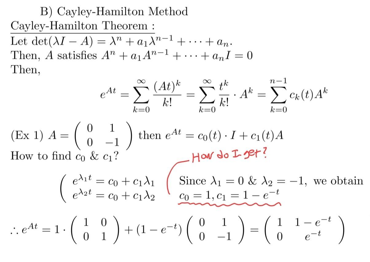 Solved B) Cayley-Hamilton Method Cayley-Hamilton Theorem : | Chegg.com Solved B) Cayley-Hamilton Method Cayley-Hamilton Theorem : | Chegg.com